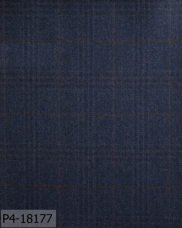 Prussian Blue With Brown Plaid Check Flannel Jacket - Nasir Suits